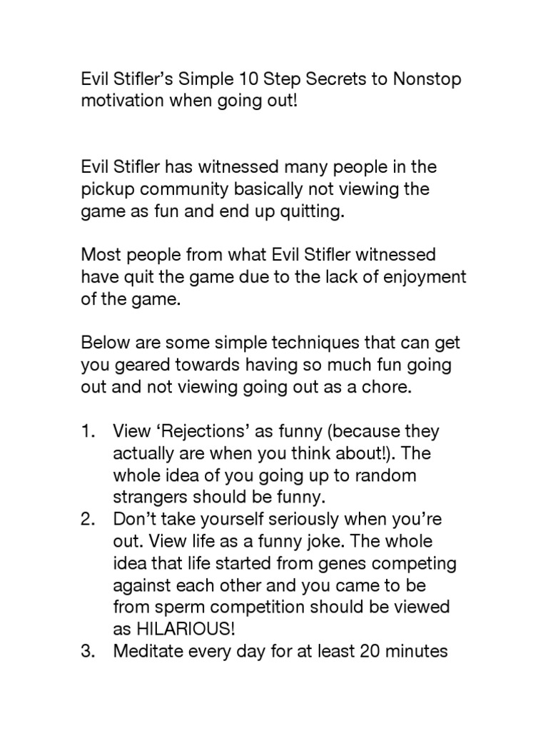 Evil Stifler's 10 Steps to Fun Motivation Out | PDF