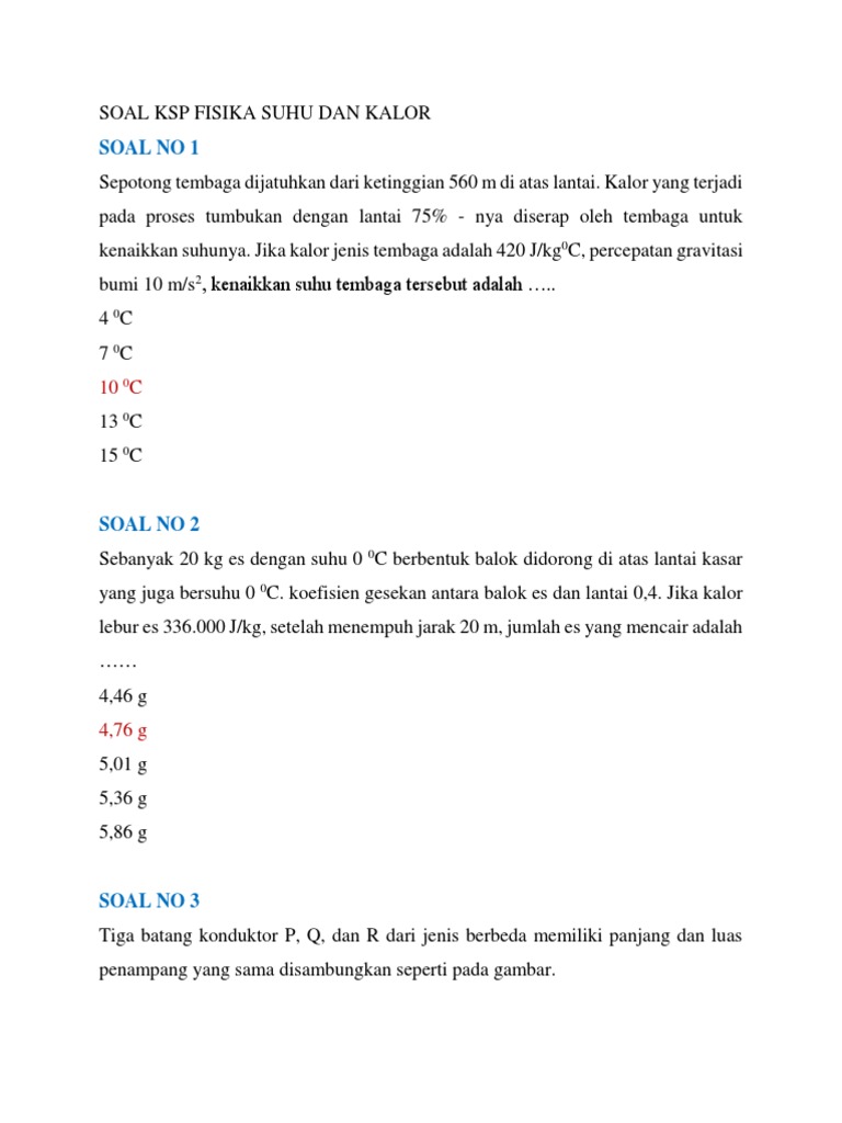 Soal KSP Fisika Suhu Dan Kalor | PDF