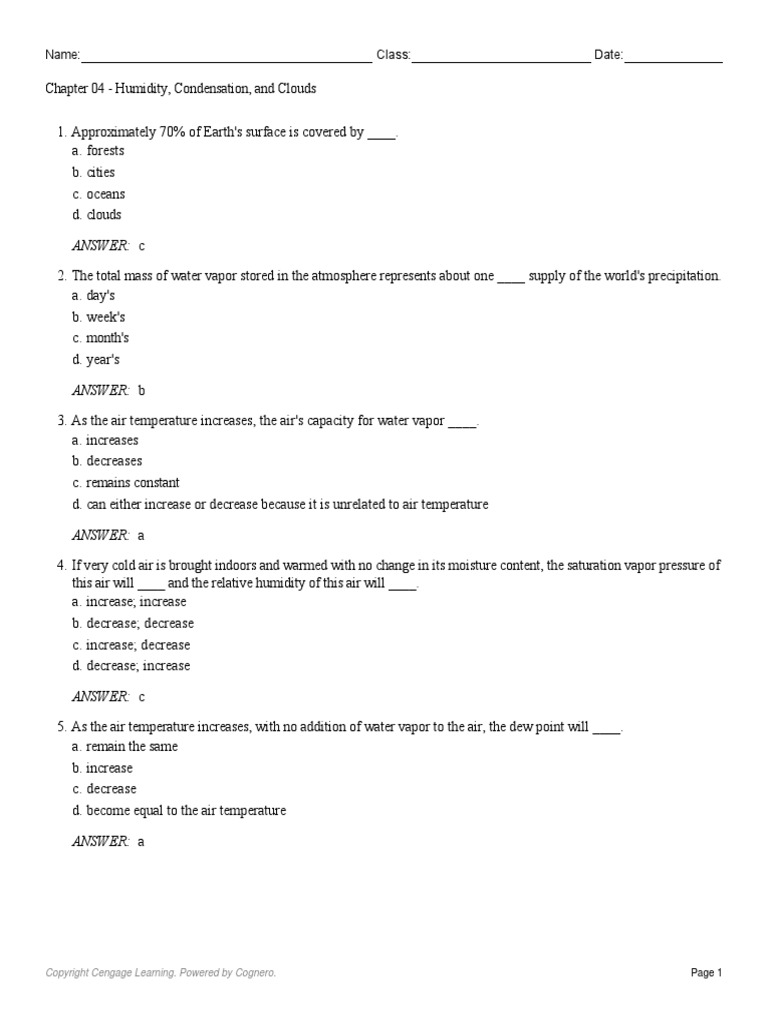 Chapter 04 Humidity Condensation and Clouds | PDF | Fog | Cloud