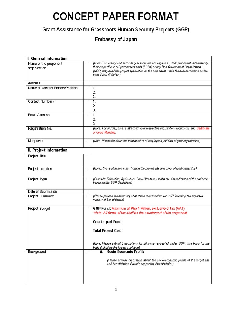 GGP Concept Paper Guidelines | PDF | Monitoring And Evaluation | Non ...