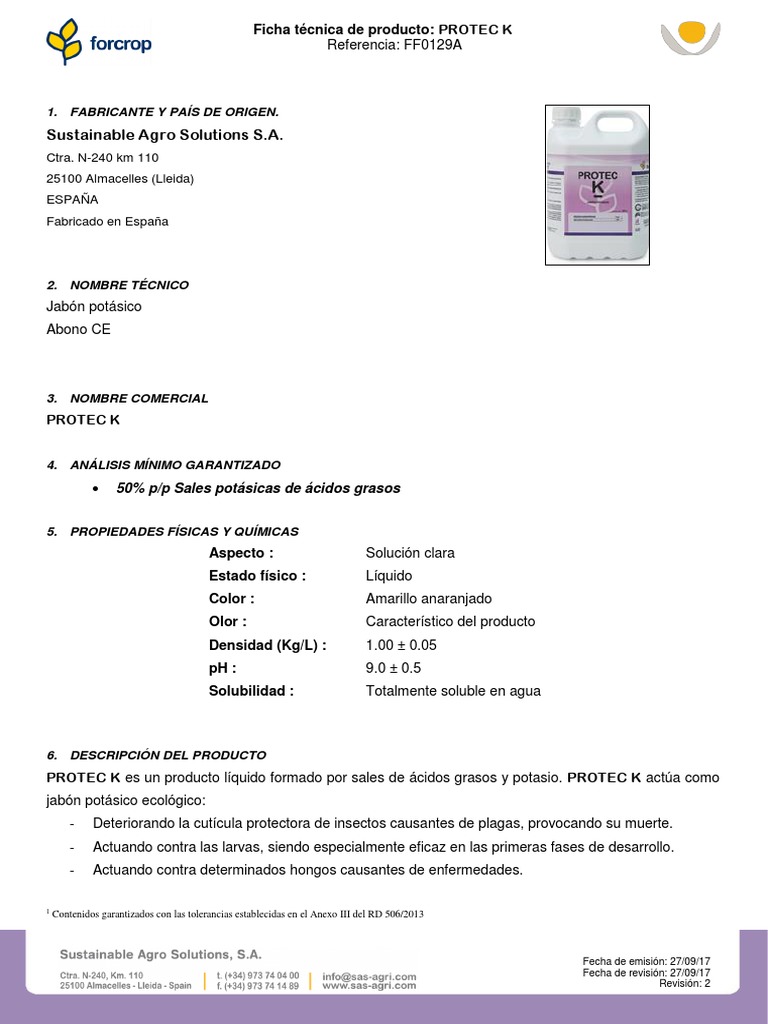 PROTEC-K Ficha Técnica | PDF | Potasio | Dieta y nutrición