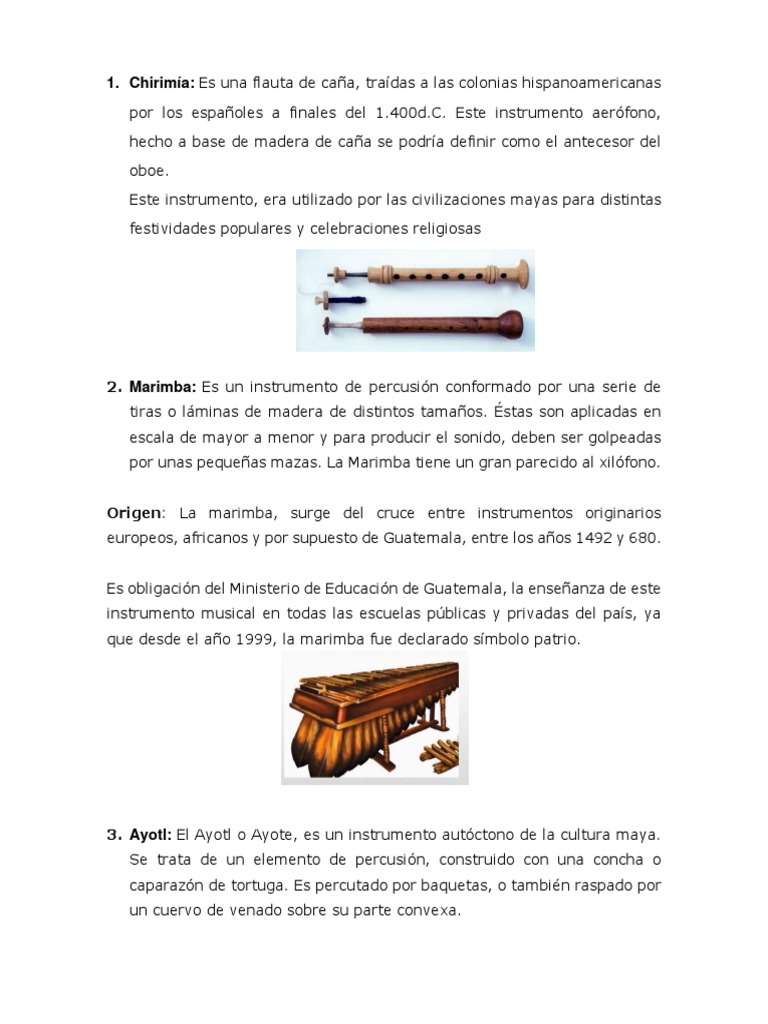 Chirimía: Instrumento Musical Maya | PDF | Instrumentos musicales ...