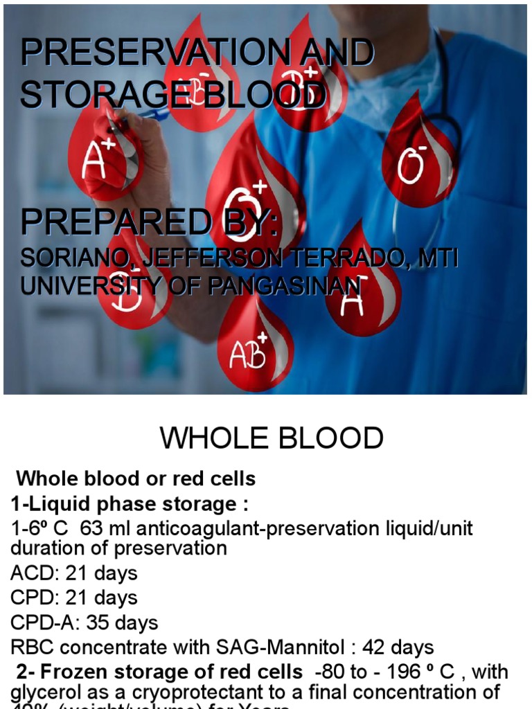 Preservation and Storage Blood PDF | PDF