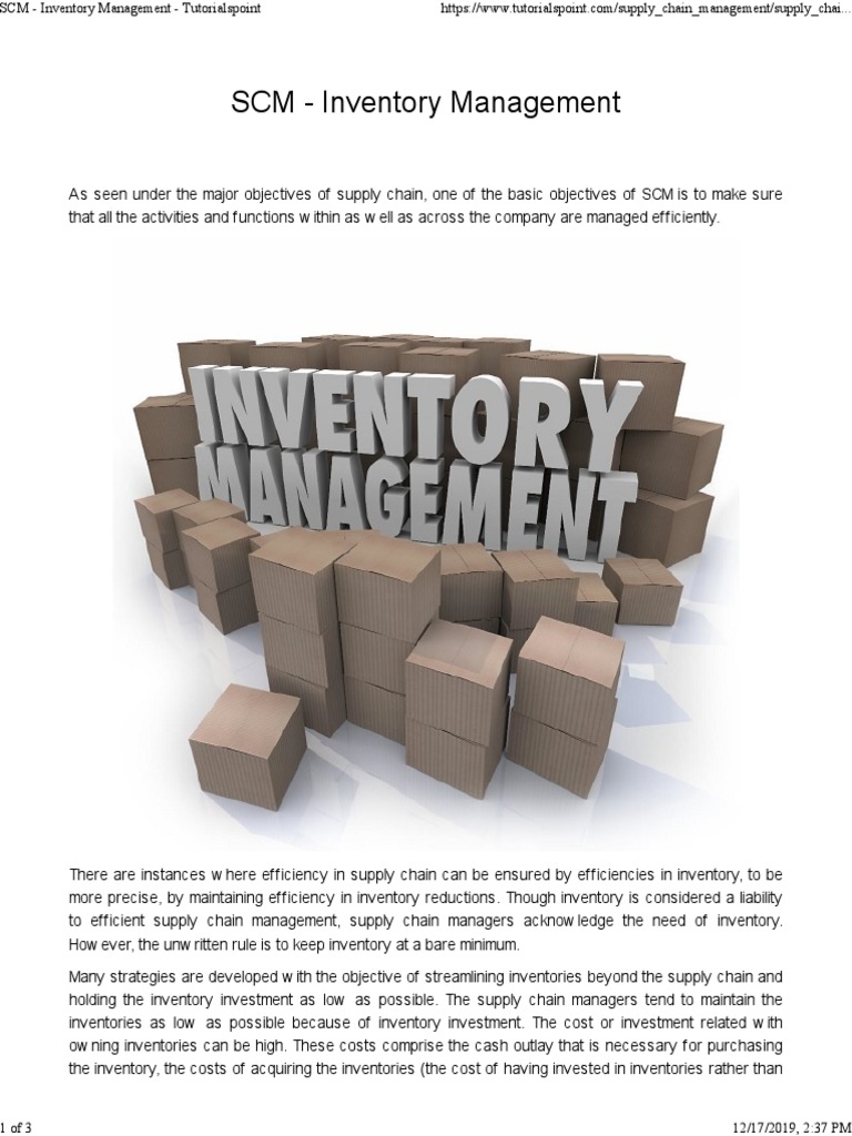 10-Supply Chain Management - Inventory Management - Tutorialspoint ...