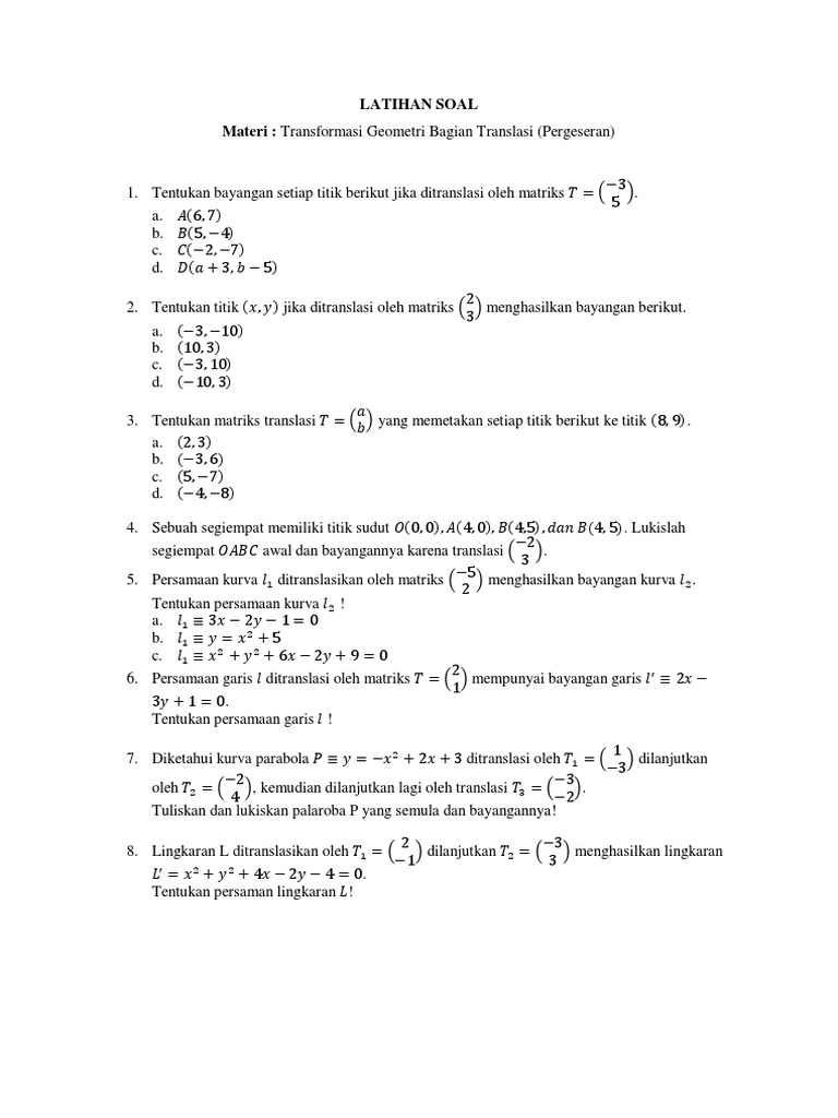 Latihan Soal Materi Translasi | PDF | Komputer