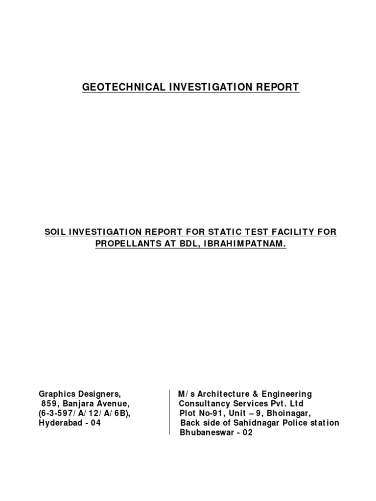Soil Investigation Report | PDF | Geotechnical Engineering | Natural ...