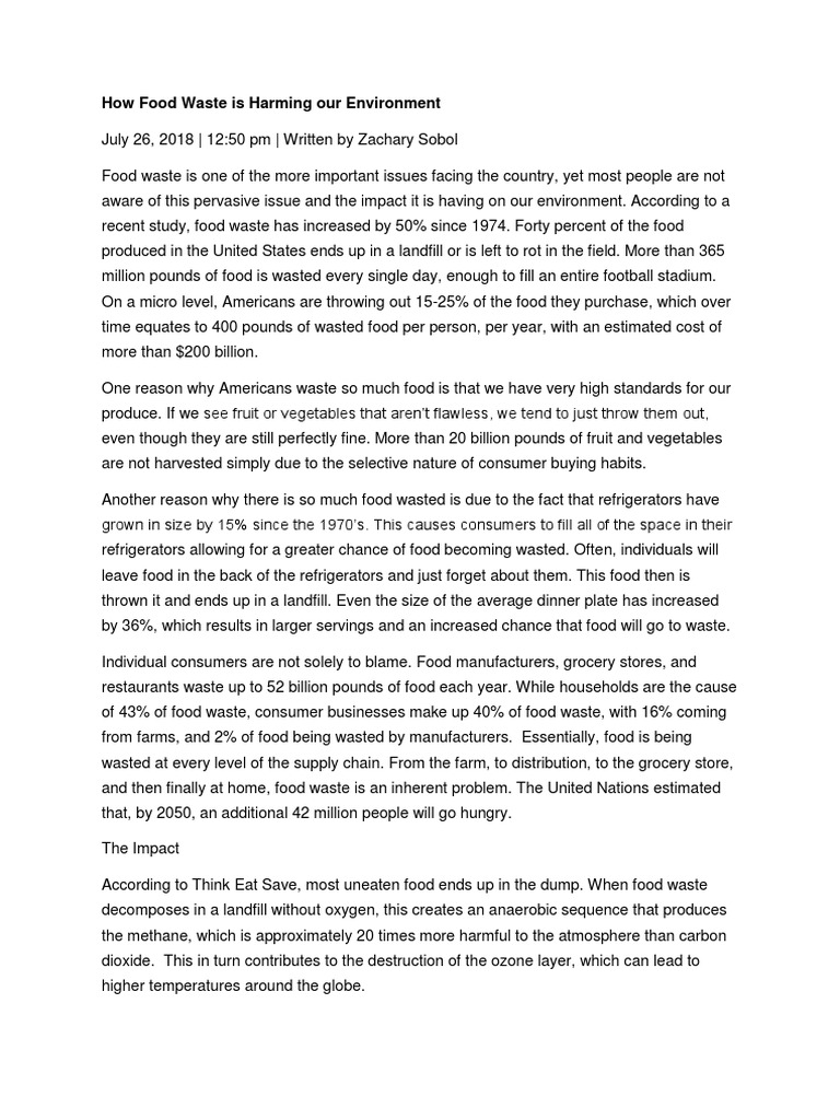 How Food Waste Is Harming Our Environment | PDF | Landfill | Hunger