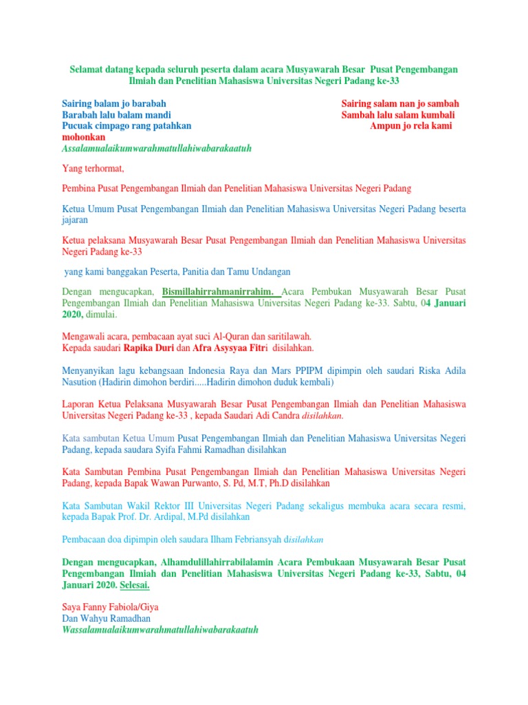 Teks MC Formal Mubes Ke-33 | PDF