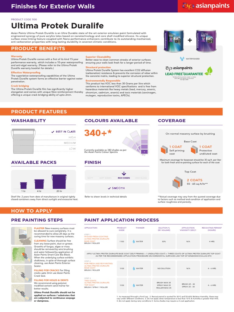 Ultima Protek Duralife | PDF | Paint | Volatile Organic Compound