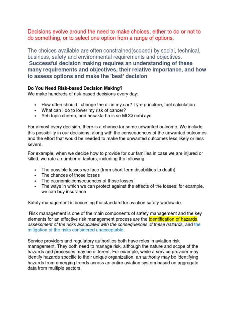 Risk Based Decision Making | PDF | Risk | Risk Management