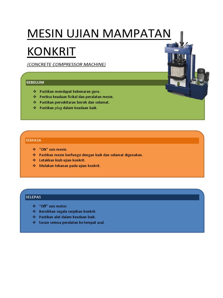 Mesin Ujian Mampatan Konkrit (Compressor) | PDF