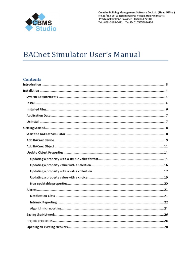 Bacnet Device Simulator User Guide Rev18 | PDF | Menu (Computing) | Microsoft Windows