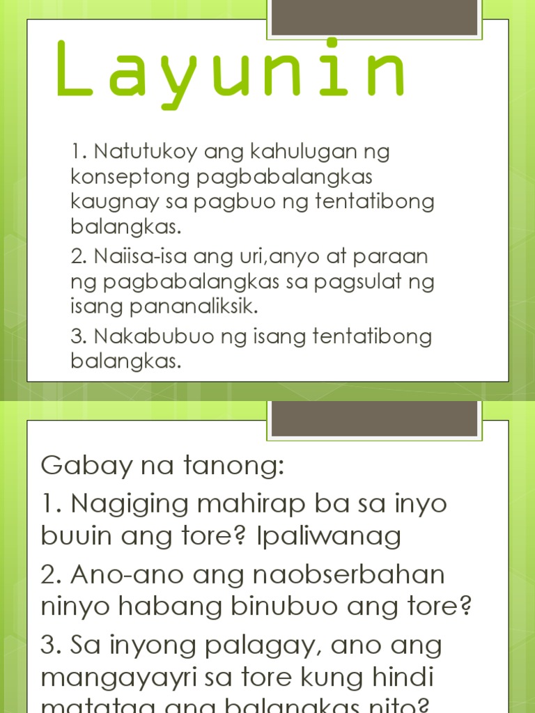 Pagbuo NG Tentatibong Balangkas | PDF