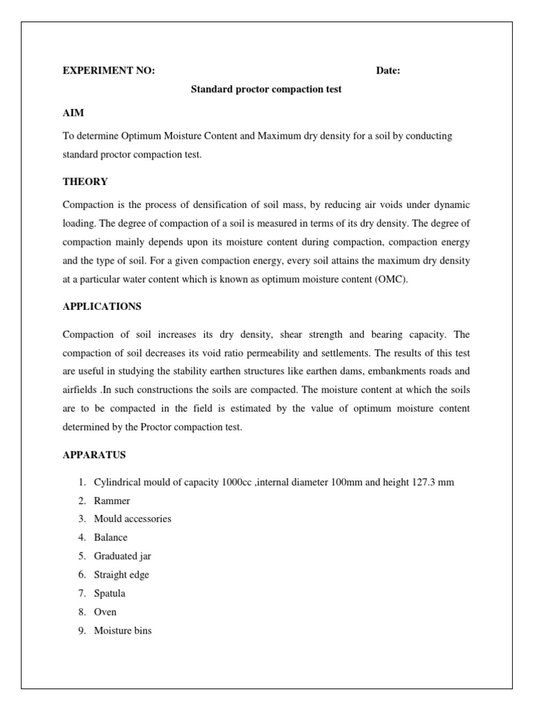 Determination of OMC MDD | PDF | Soil | Civil Engineering
