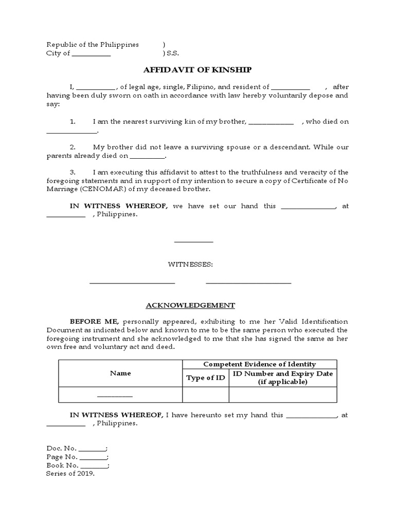 Affidavit of Kinship | PDF