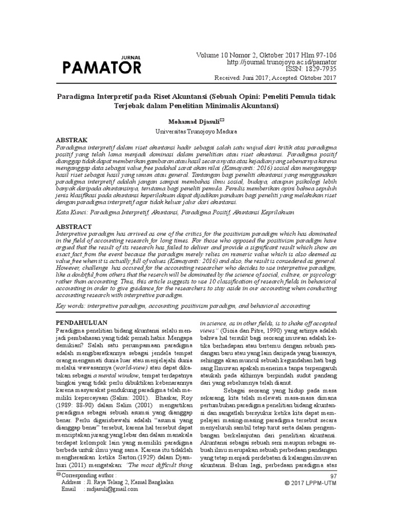Paradigma Interpretif Pada Riset Akuntansi | PDF