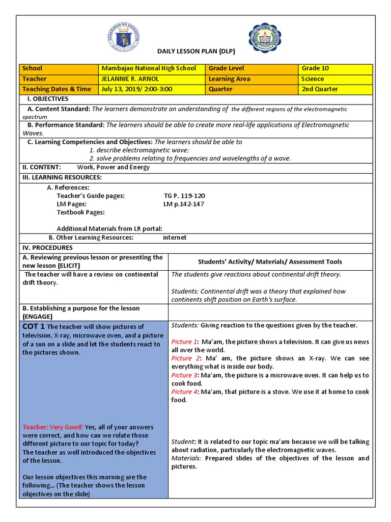 Electromagnetic Spectrum Lesson Plan | PDF | Waves | Electromagnetic ...