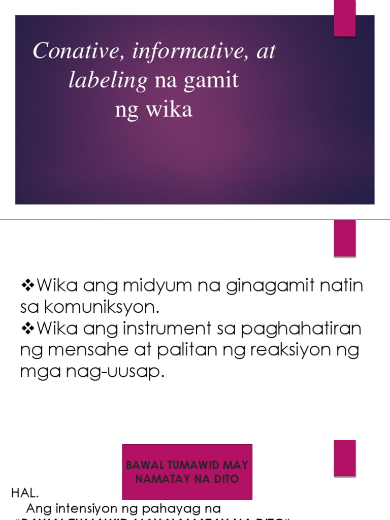 Conative, Informative, at Labeling Na Gamit | PDF