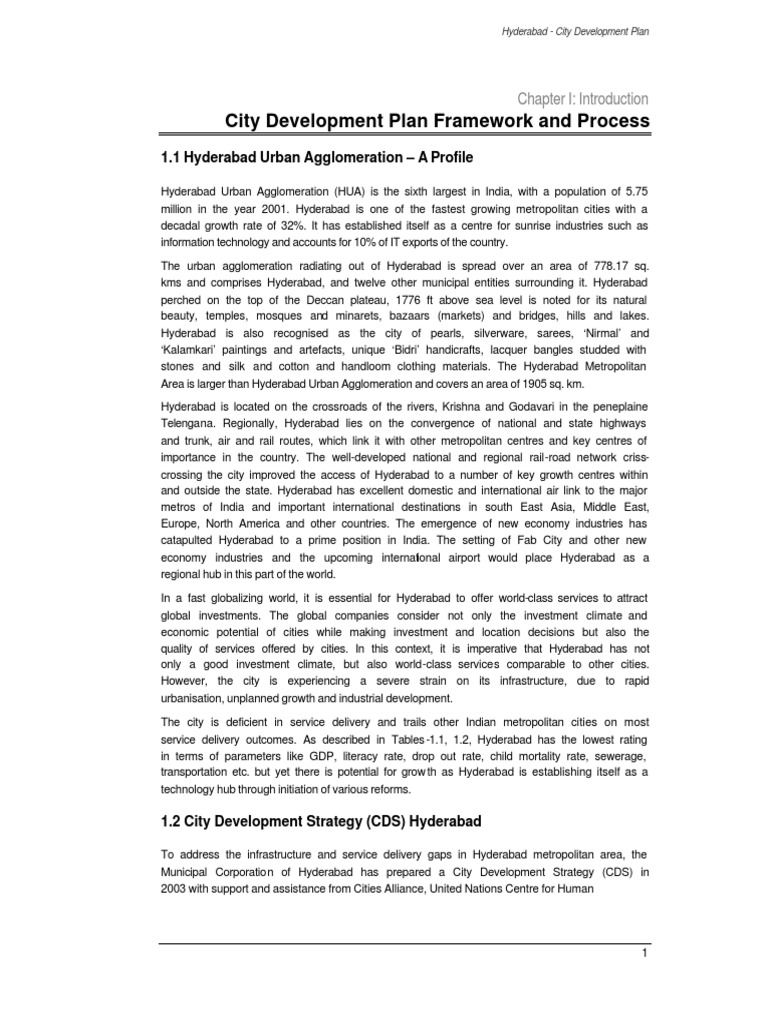Hyderabad City Development Plan Overview Pdf Economic Development