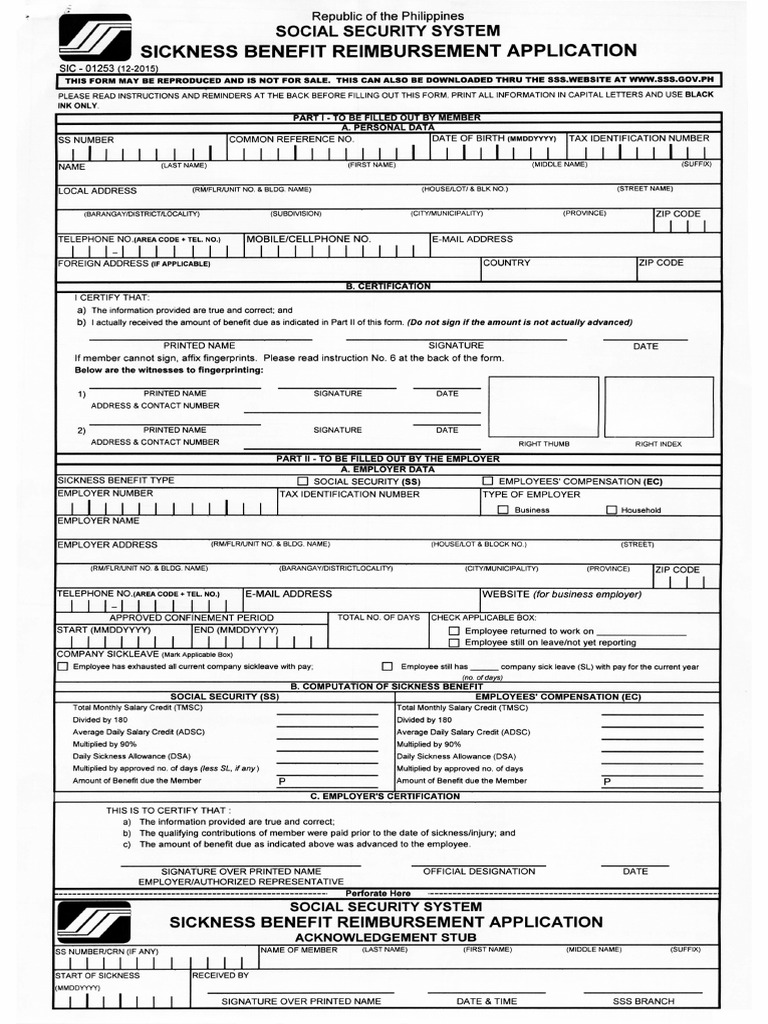 SSS Reimbursement Form | PDF