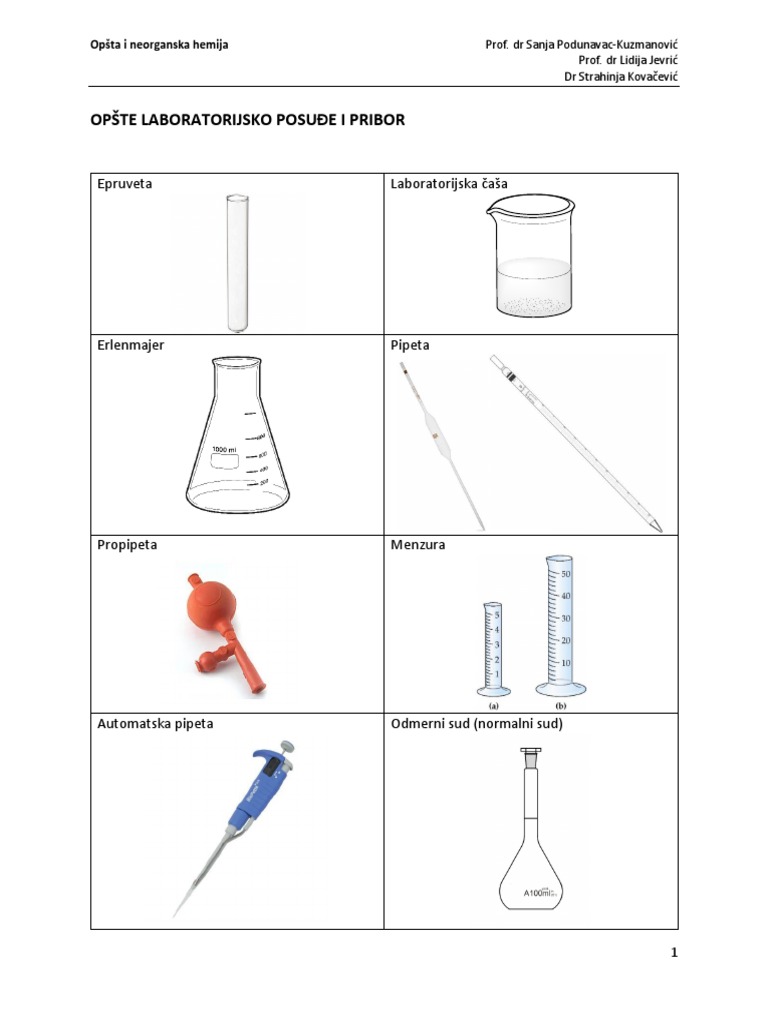 Opste Laboratorijsko Posudje PDF | PDF