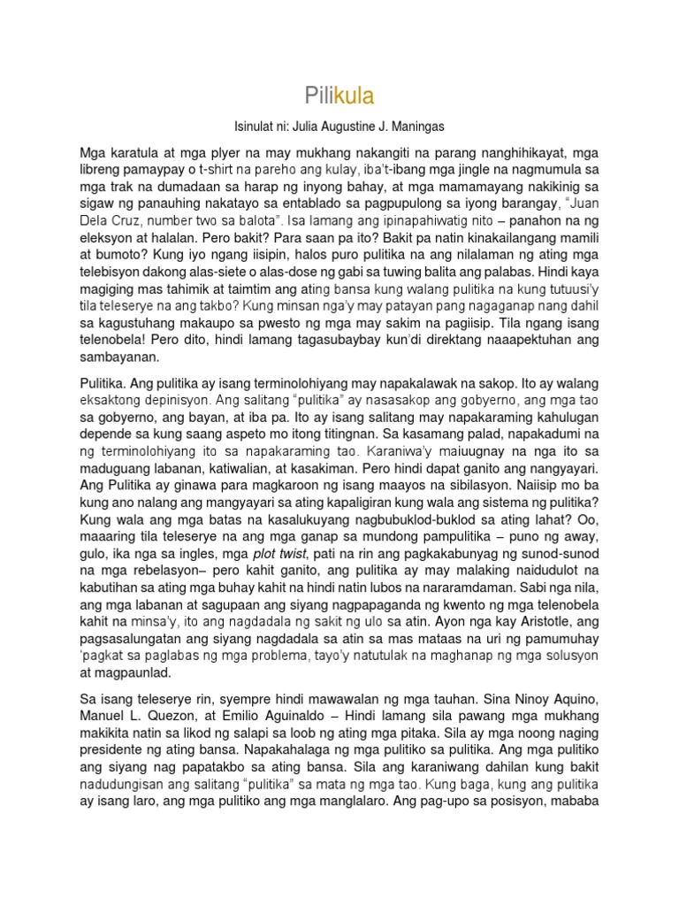 Filipino - Pilikula | PDF