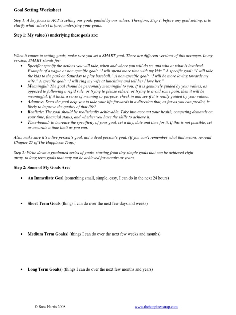 Goal Setting Worksheet PDF | PDF | Goal Setting | Goal