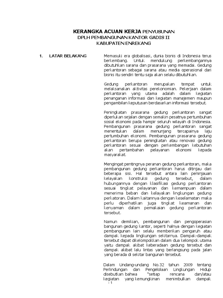 KAK DPLH Pembangunan Kantor Inspektorat | PDF | Bisnis | Seni