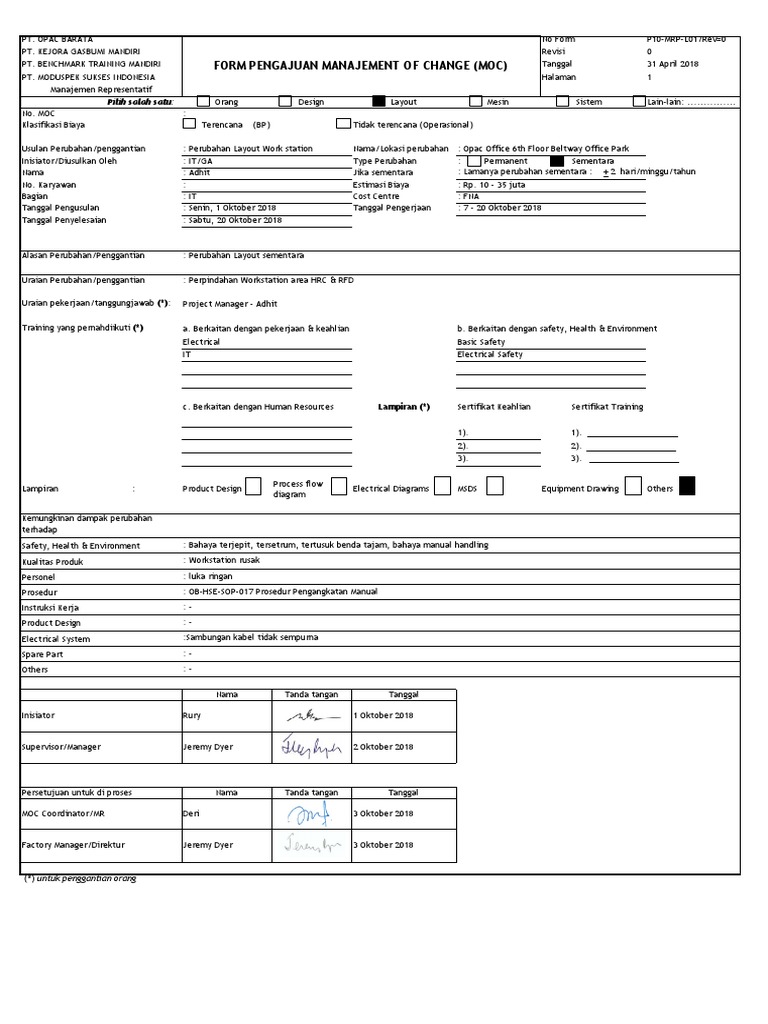 Form MOC Template Oktober 2018 | PDF