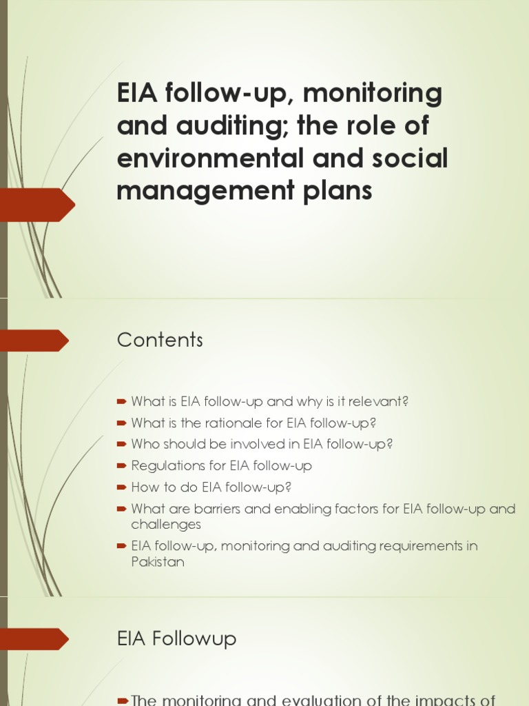 EIA Follow-Up, Monitoring and Auditing PDF | PDF | Environmental Impact ...