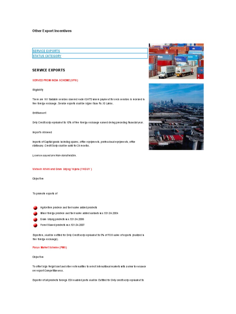 Overview of Export Incentives in India | PDF | Exports | International ...
