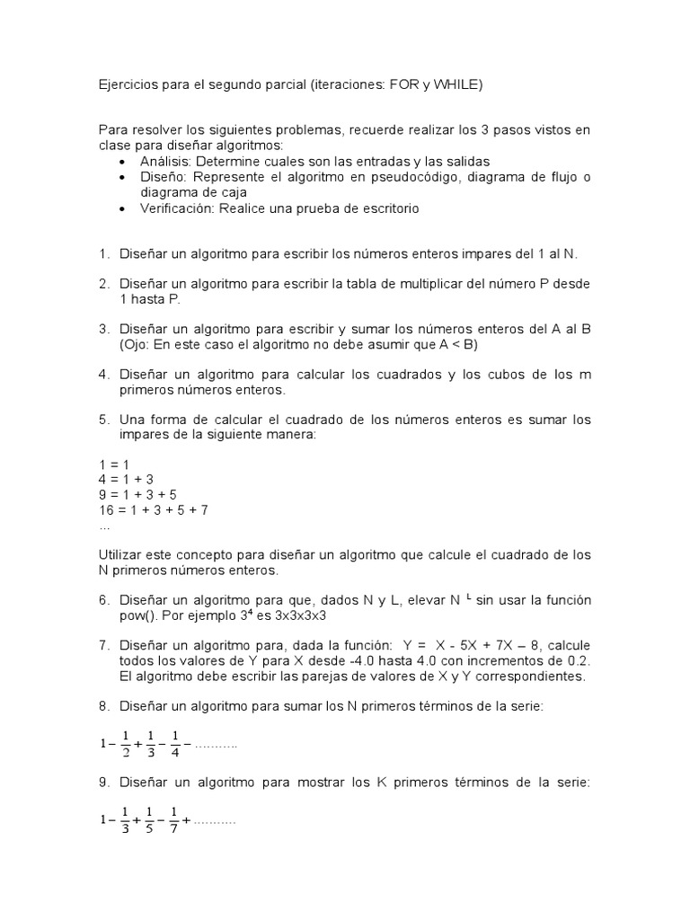 Ejercicios Parcial 2 | PDF | Algoritmos | Logaritmo