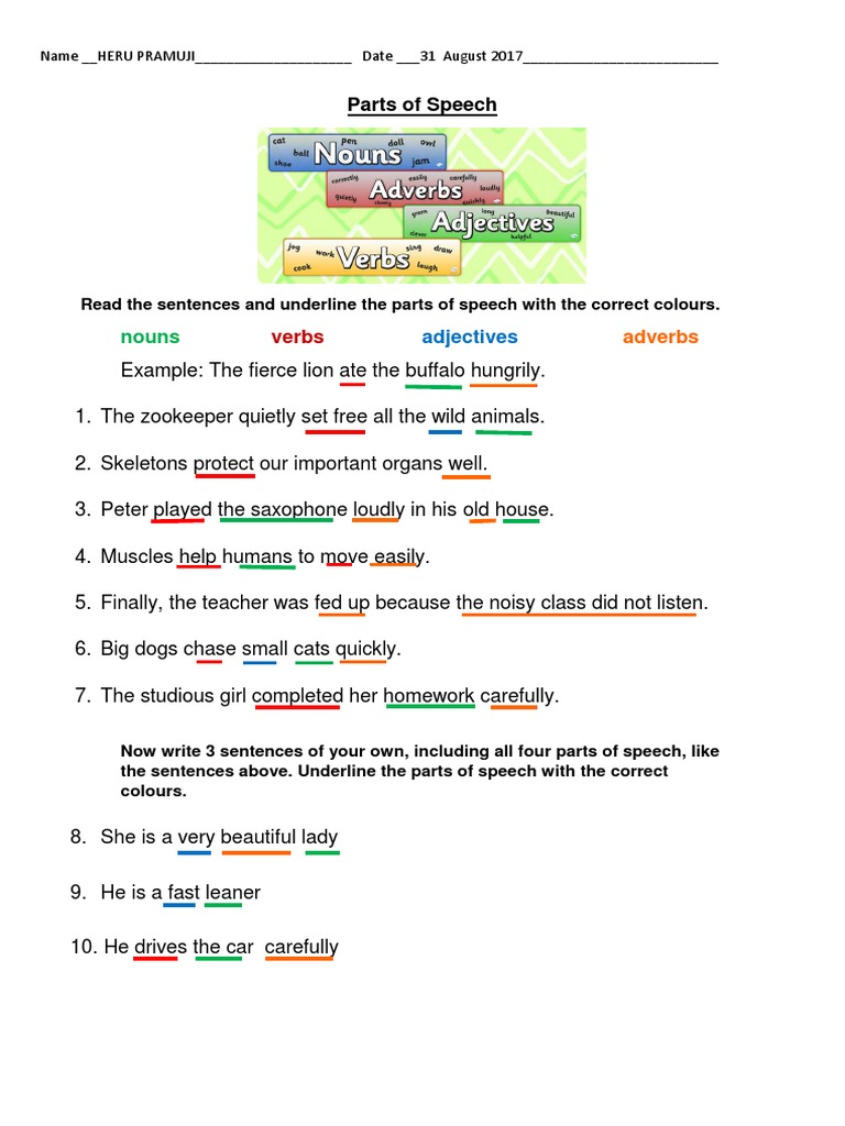 Worksheet Parts of Speech | PDF | Foreign Language Studies