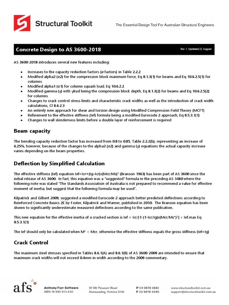 Concrete Design To AS3600-2018 | PDF | Bending | Beam (Structure)