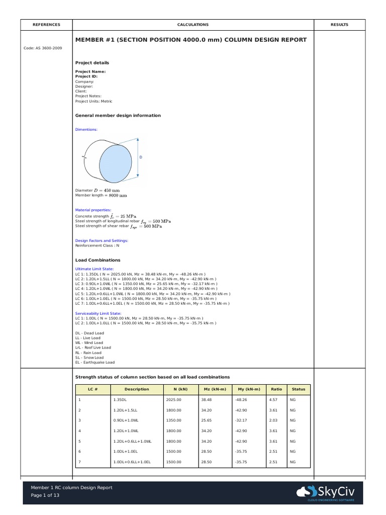 COLUMN DESIGN REPORT | PDF | Buckling | Architectural Design