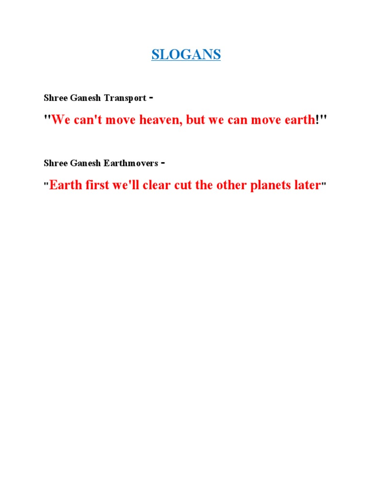 Catchy Slogans for Transport Services | PDF