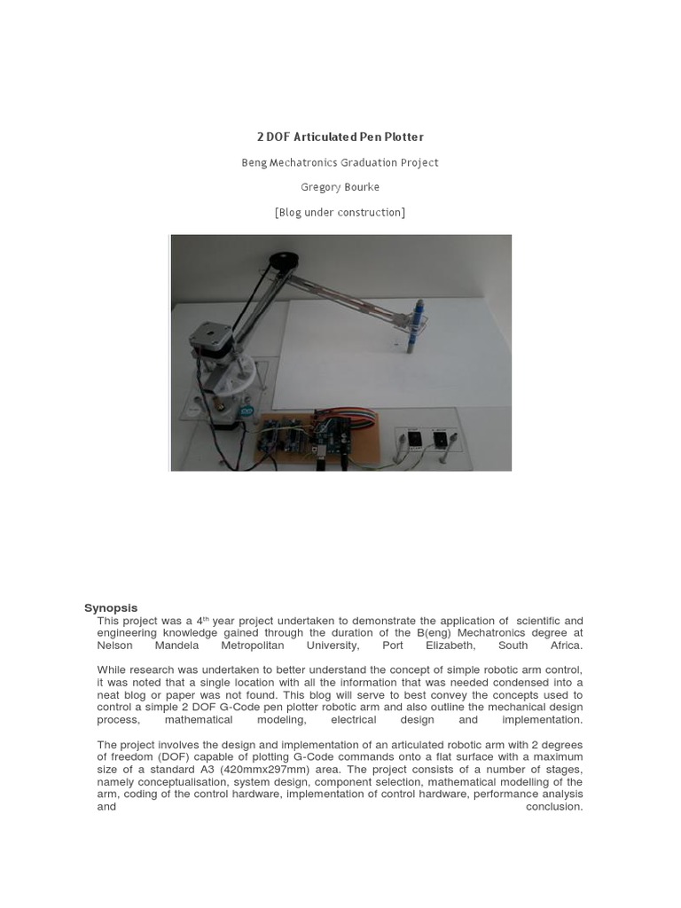 2 DOF Articulated Pen Plotter | PDF | Rotation Around A Fixed Axis | Torque