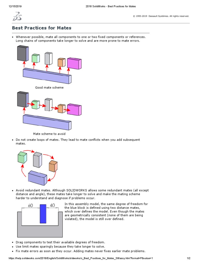 2018 05 02 SolidWorks - Best Practices For Mates | PDF | Degrees Of ...