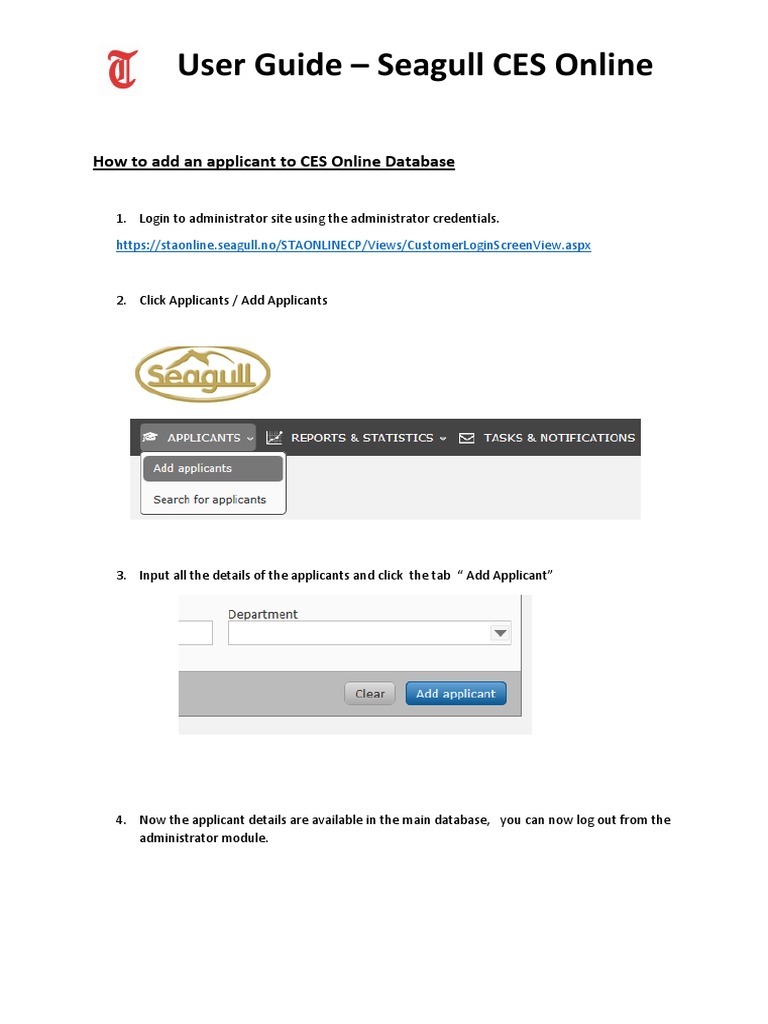 Admin Guide: Seagull CES Online | PDF