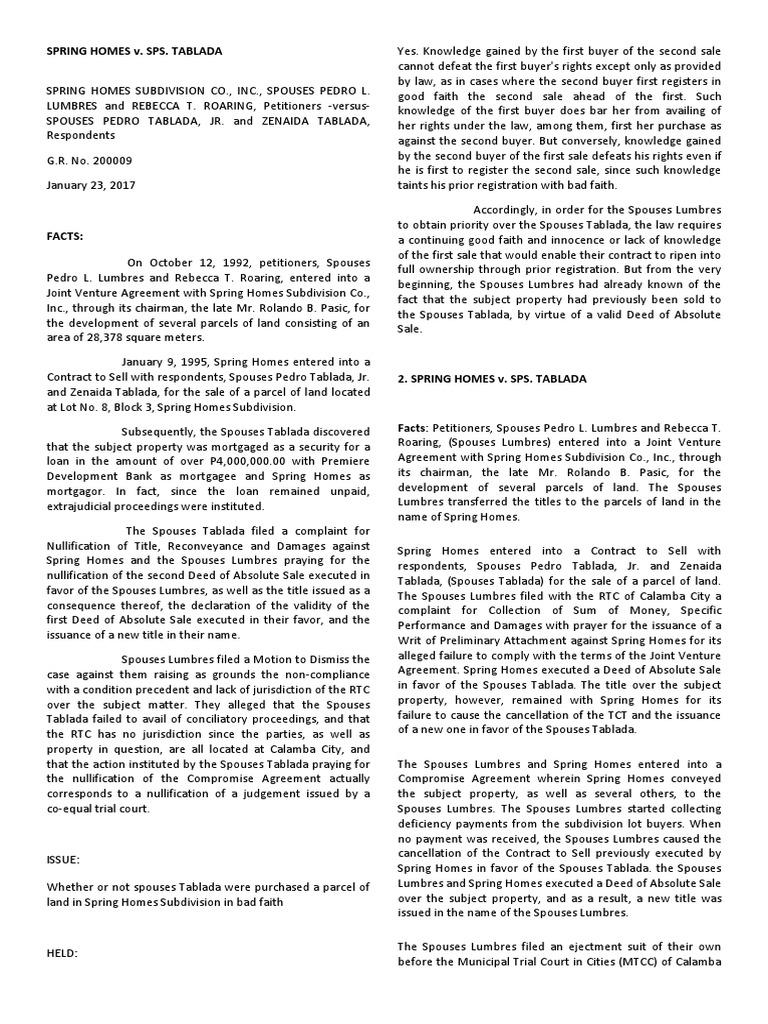 Sales - Additional Case Digest | PDF | Mortgage Law | Deed