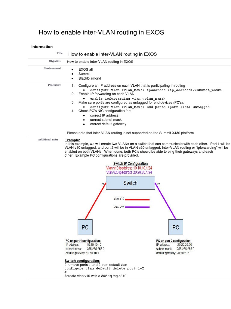 How To Enable Intervlan Routing Pdf Ip Address Gateway