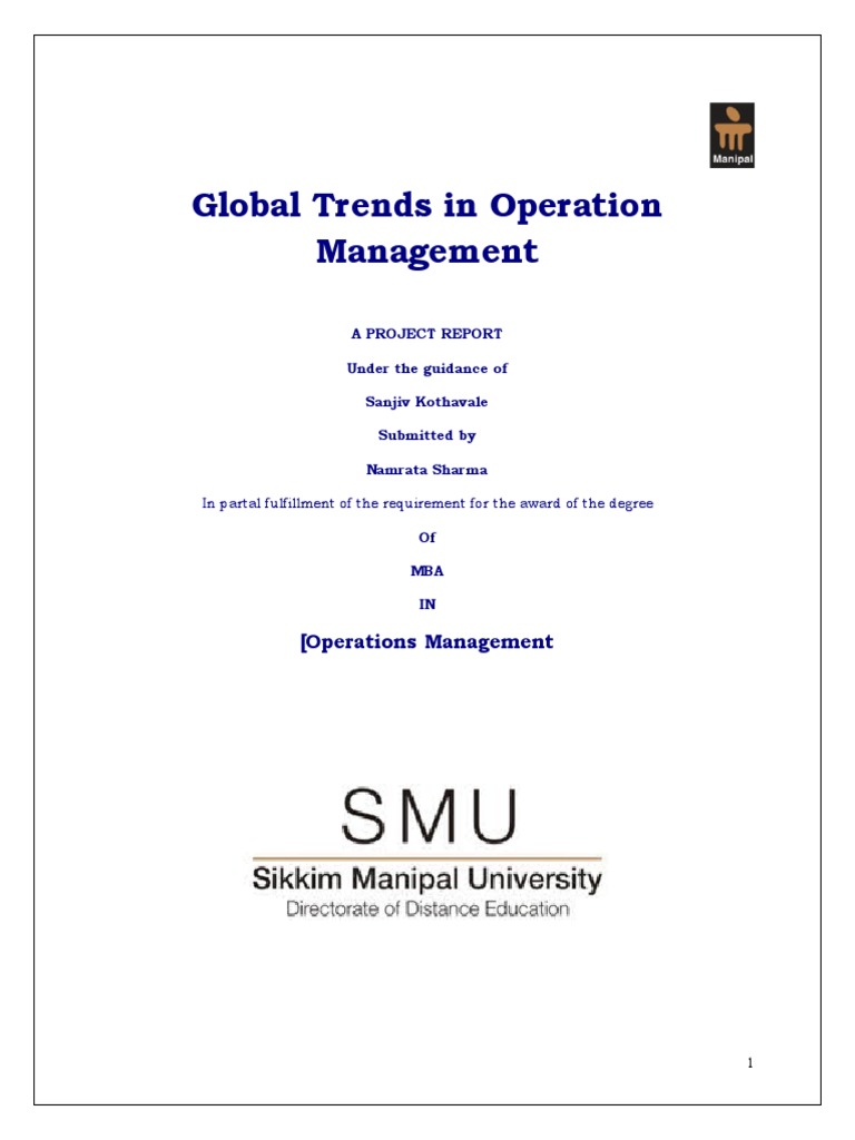 Global Trends in Operations Management | PDF | Business | Strategic ...