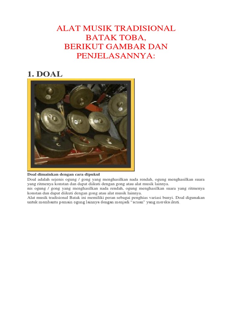 Alat Musik Tradisional Batak Toba | PDF