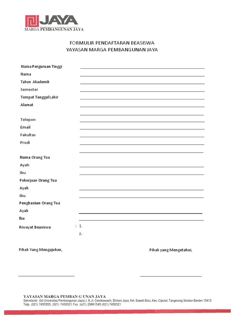 Formulir Beasiswa | PDF