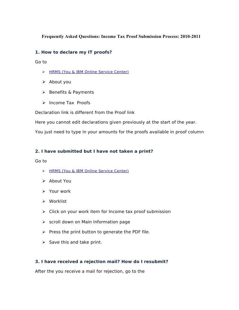 Faq Income Tax Proof Submission - 2010 | PDF | Payroll | Taxation