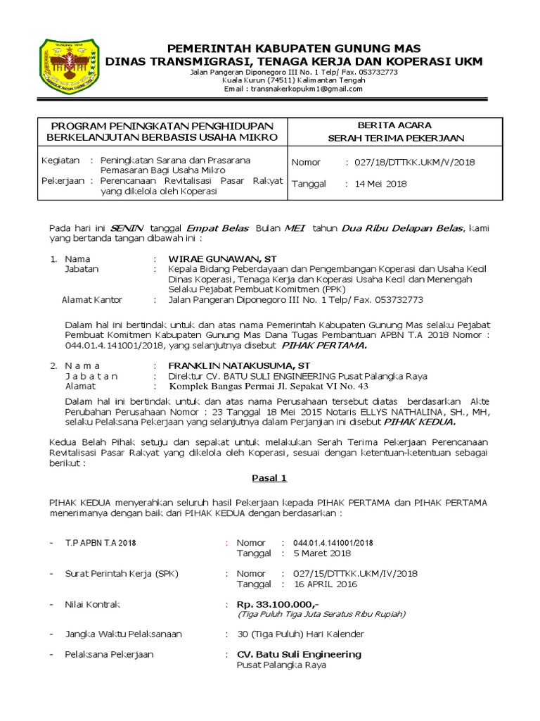 BA-P2HP K. KURUN Trans | PDF | Pengelolaan Keuangan & Uang