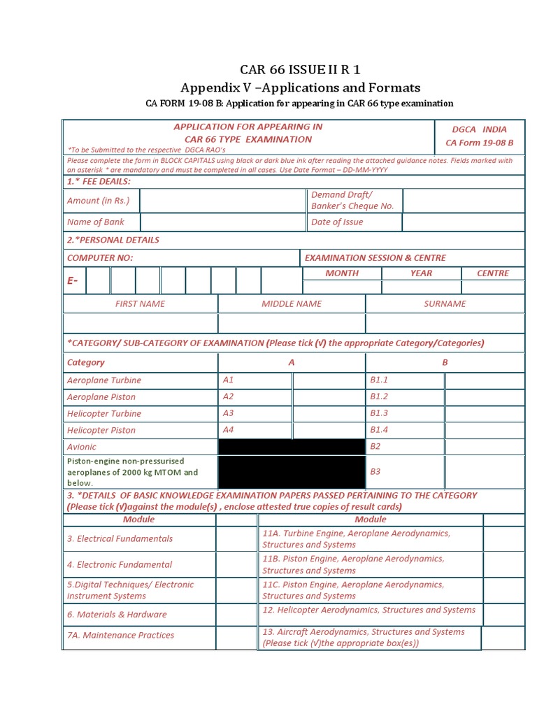 Ca Form 19-08B | PDF | Aircraft | Manufacturing And Engineering