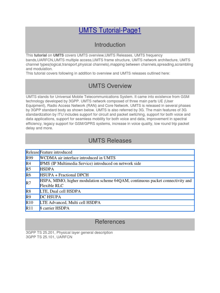 UMTS Tutorial | PDF | High Speed Packet Access | Electrical Engineering