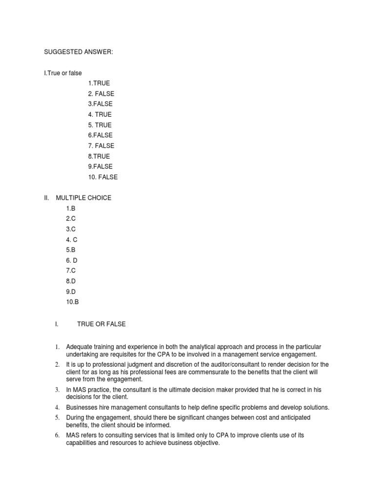 Mas Questions | PDF | Consultant | Certified Public Accountant
