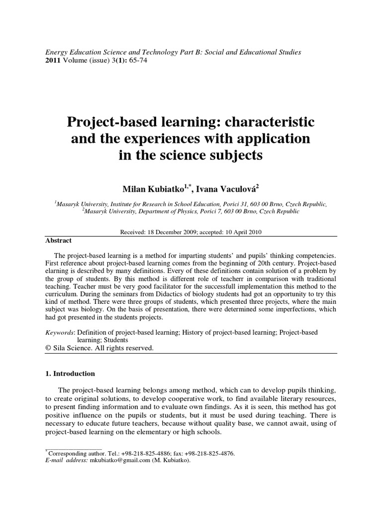 Project Based Learning - Characteristic | PDF | Project Based Learning ...